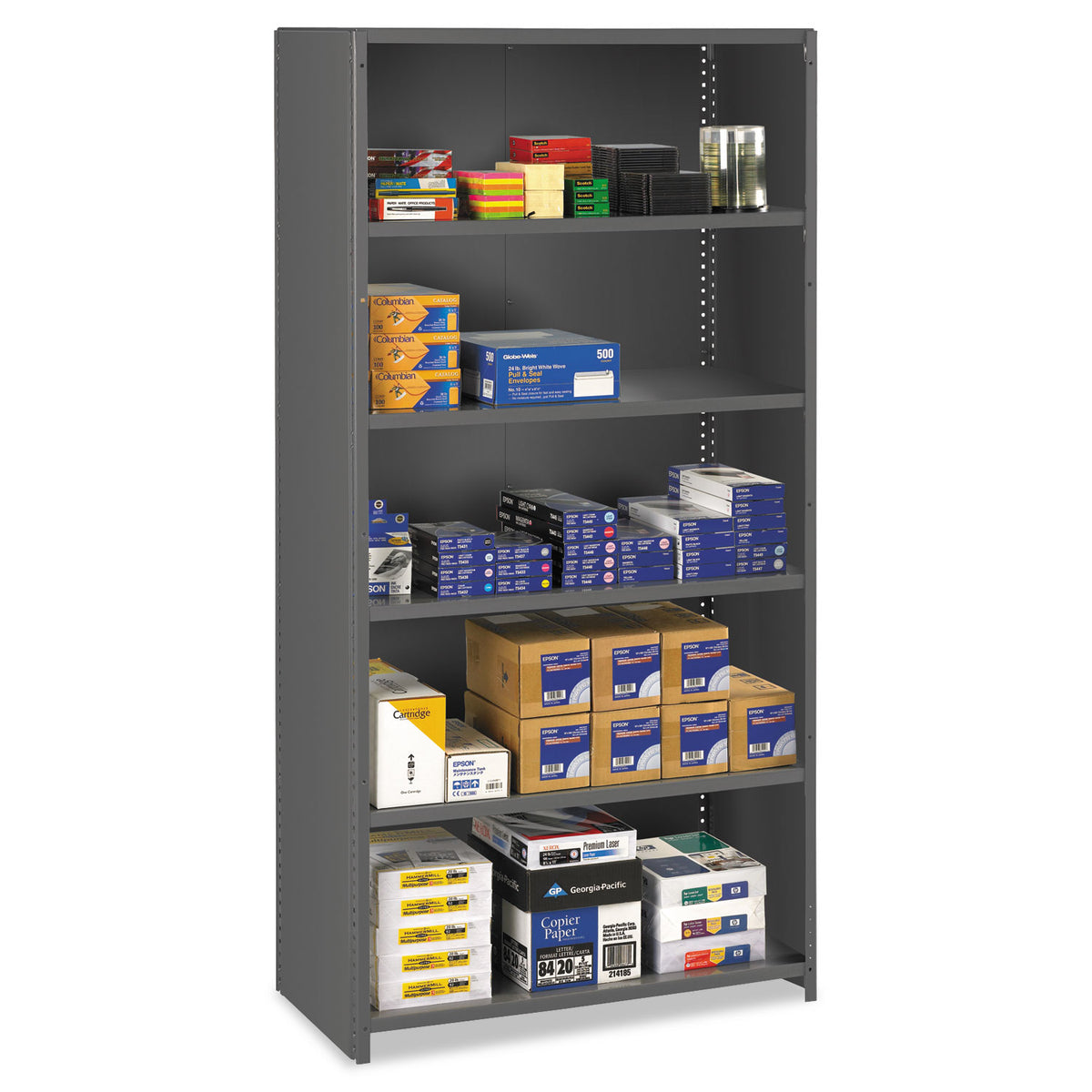 Closed Commercial Steel Shelving, Six-Shelf, 36w x 18d x 75h, Medium G ...