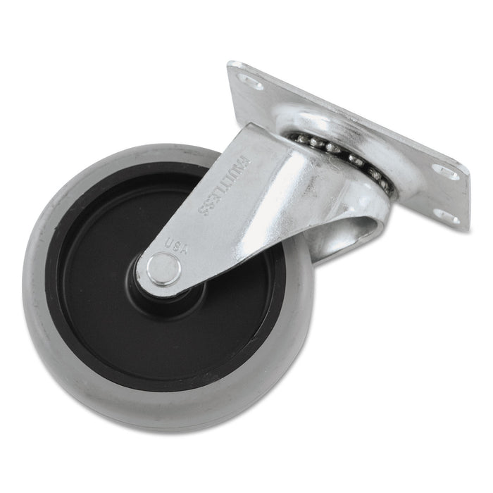 Replacement Non-Marking Plate Caster, 4", Black/Gray — One Source Supply