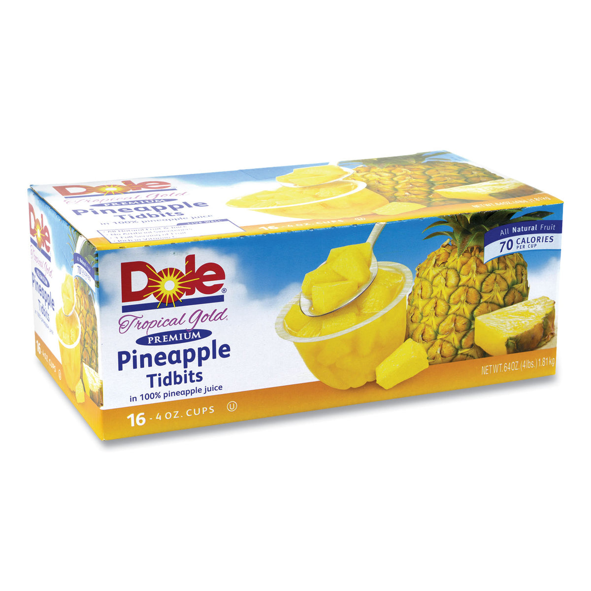 Tropical Gold Premium Pineapple Tidbits, 4 oz Bowls, 16 Bowls/Carton ...